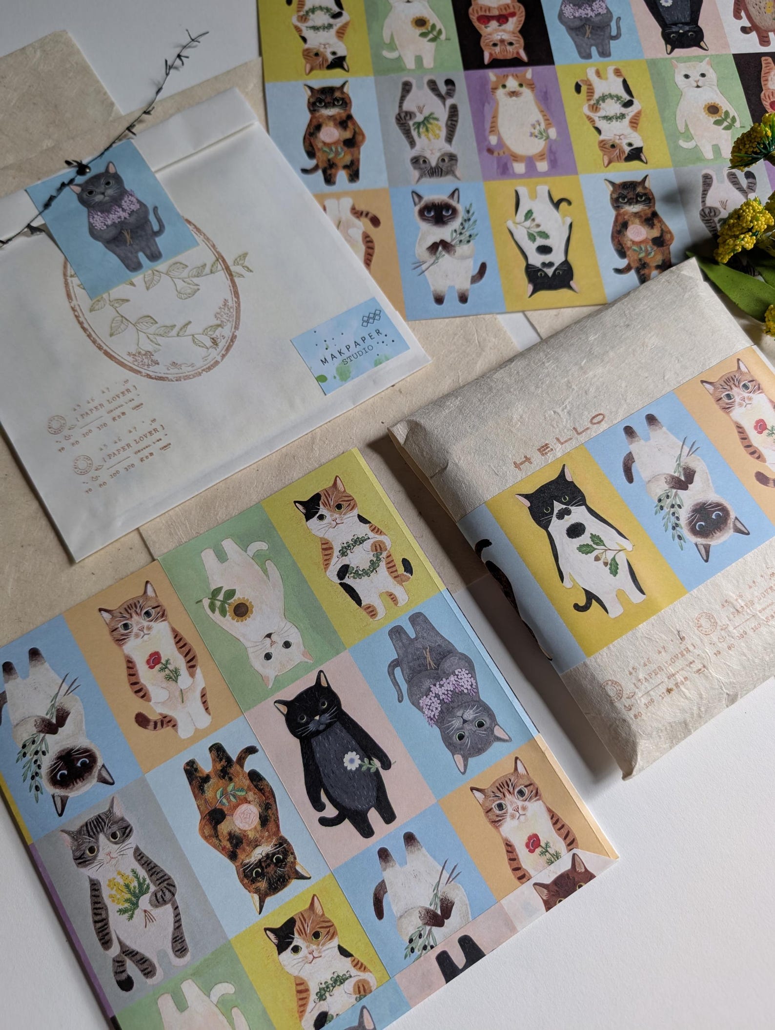 A4 Paper Cats in a Picture Book No. 1 and No. 2 L 4legs Wrapping Sheets ...