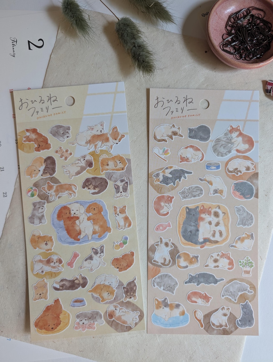 Mindwave Ohirune Animal Sticker Sheet: Cat & Dog Family - Etsy
