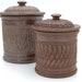 Set of 2 Ceramic Containers With Lid | Carved Ceramic Storage ...