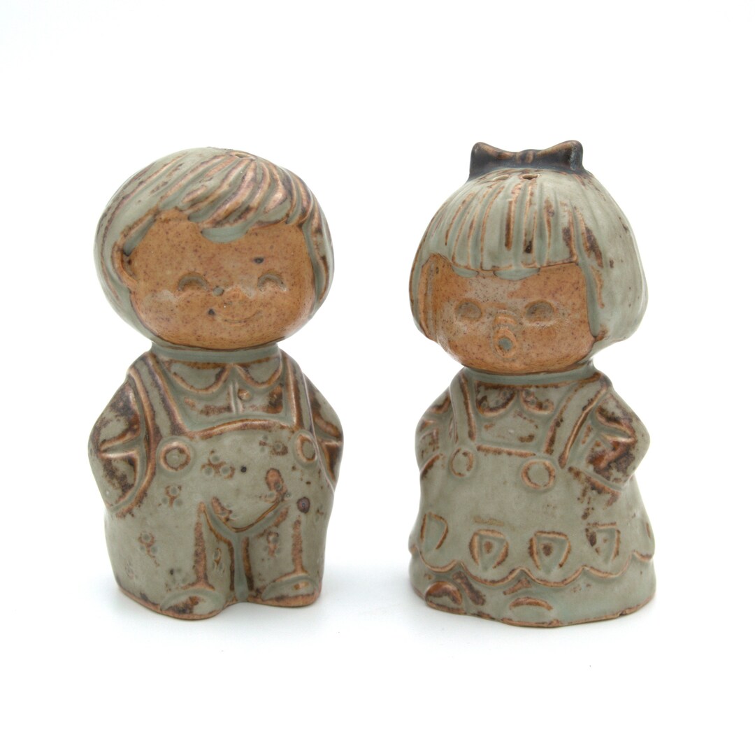 Vintage Boy and Girl Ceramic S&P Shakers | Little Ceramic Salt and ...
