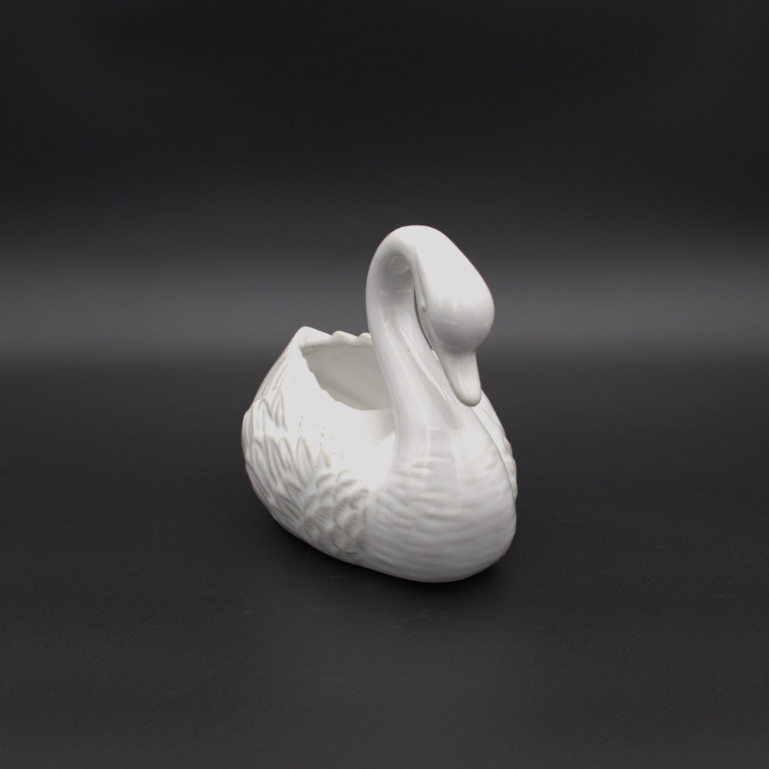 Vintage SUBTIL Ceramic Swan Planter | White Ceramic Planter | Swan ...