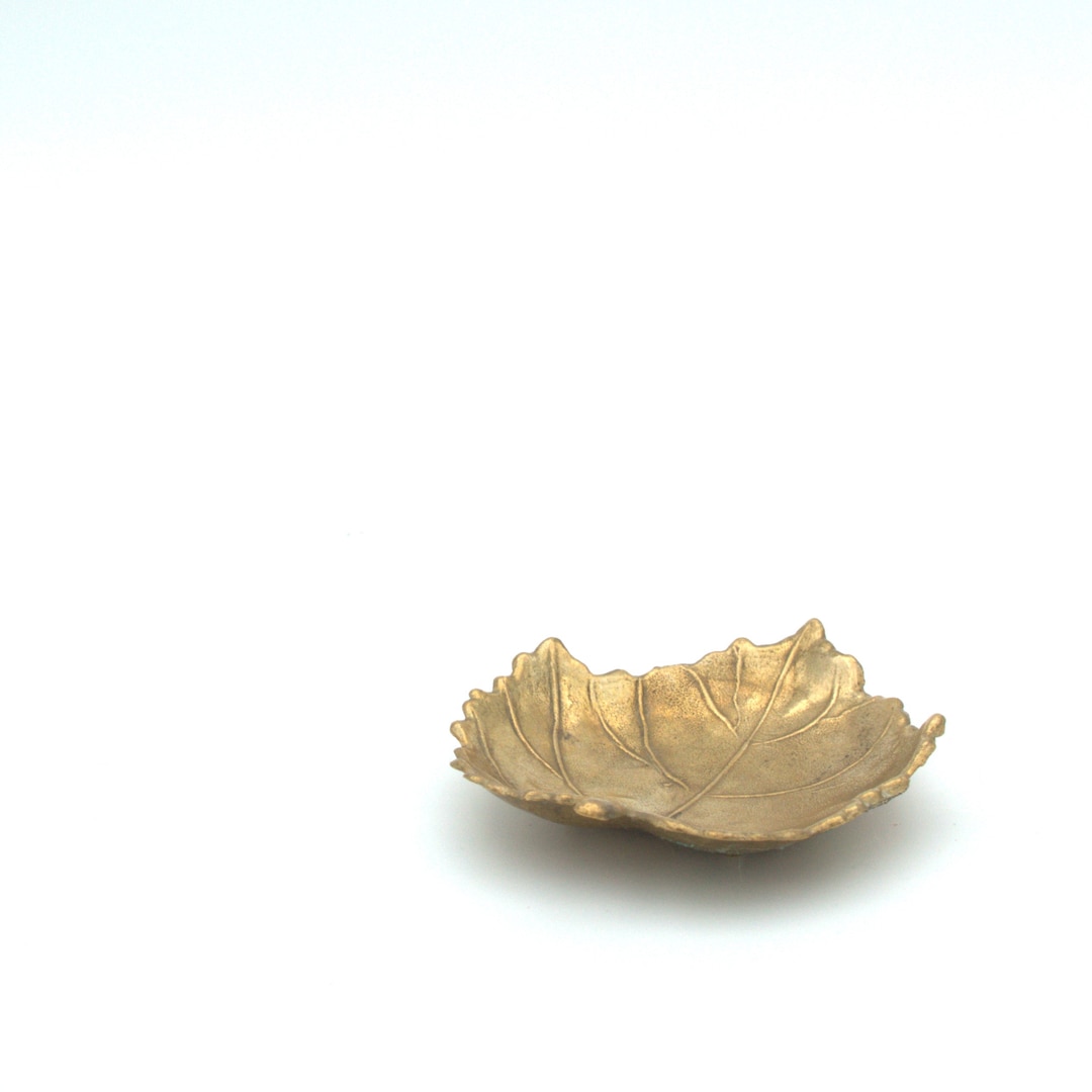 Vintage Solid Brass Miniature Leaf | Pure Brass | Patinaed Maple Leaf ...