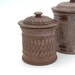 Set of 2 Ceramic Containers With Lid | Carved Ceramic Storage ...