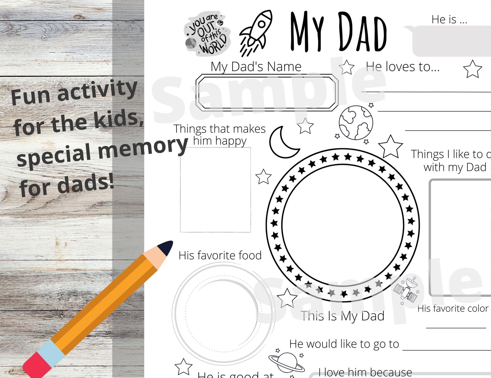 All About Dad Printable Fathers Day Kids Craft Gift for Dads - Etsy Canada