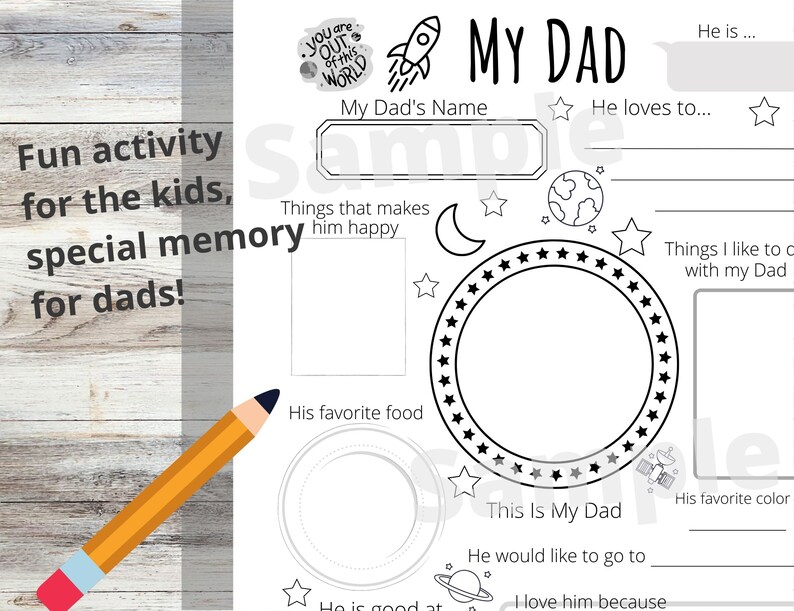 All About Dad Printable, Fathers Day Kids Craft, Gift for Dads From ...