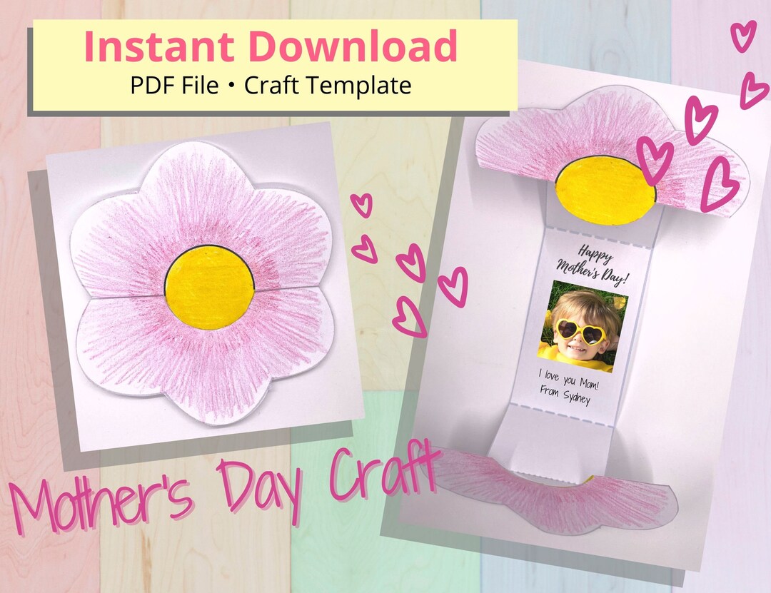 Mother's Day Craft, Gift for Mom Flower Craft From Kids, INSTANT ...