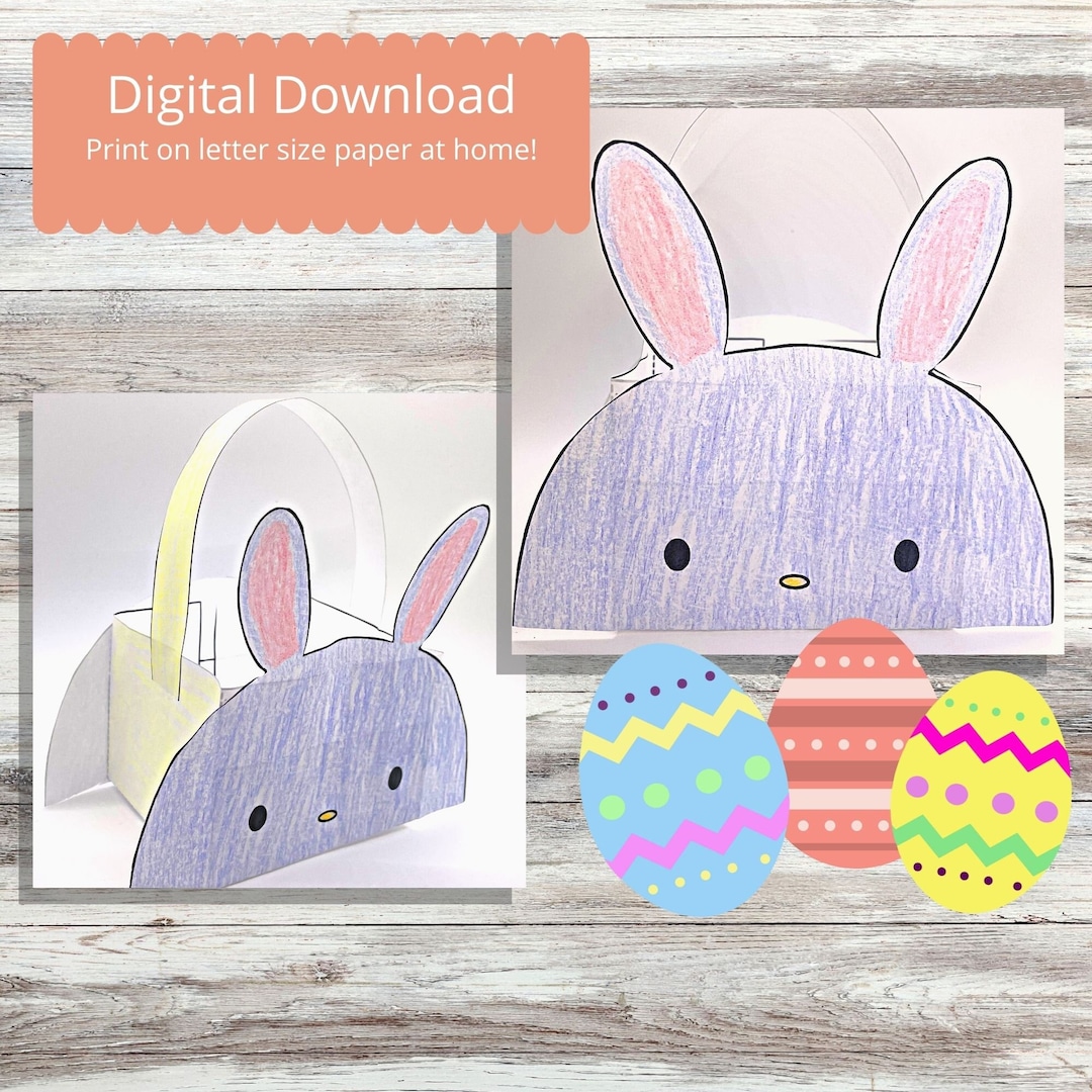 Easter Craft for Kids, Printable Egg Basket Craft Template, Easter ...