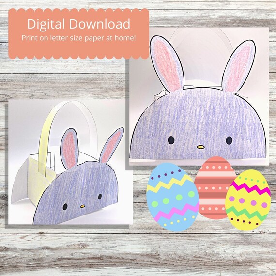 Easter Craft for Kids Printable Egg Basket Craft Template | Etsy
