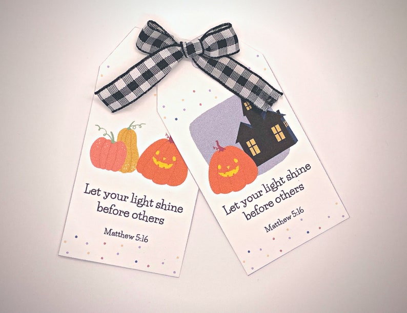 Halloween Gift Tags With Bible Verse, Trick or Treat Tags, Let Your ...