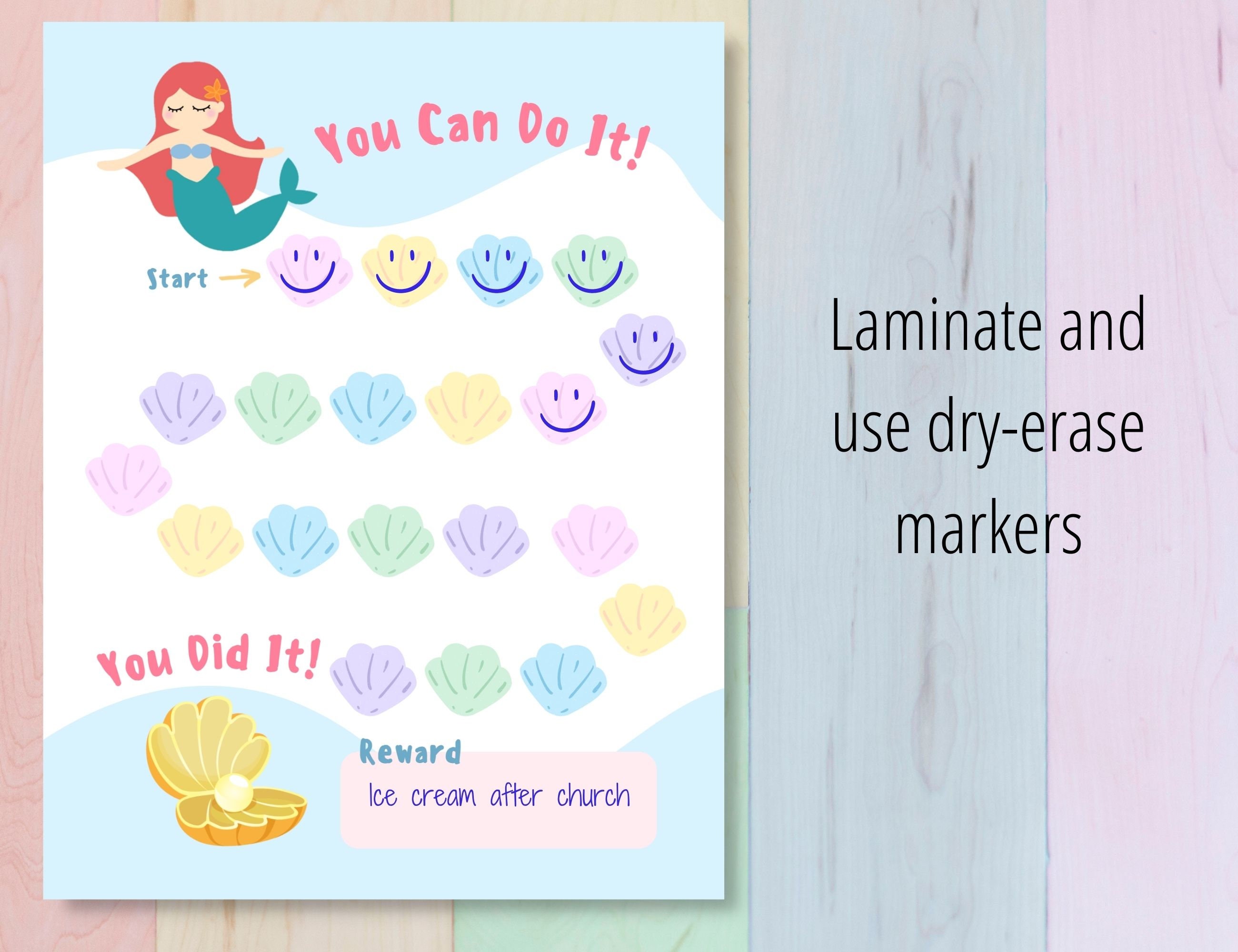 Printable Reward Chart for Kids, Mermaid Sticker Chart for Girls ...