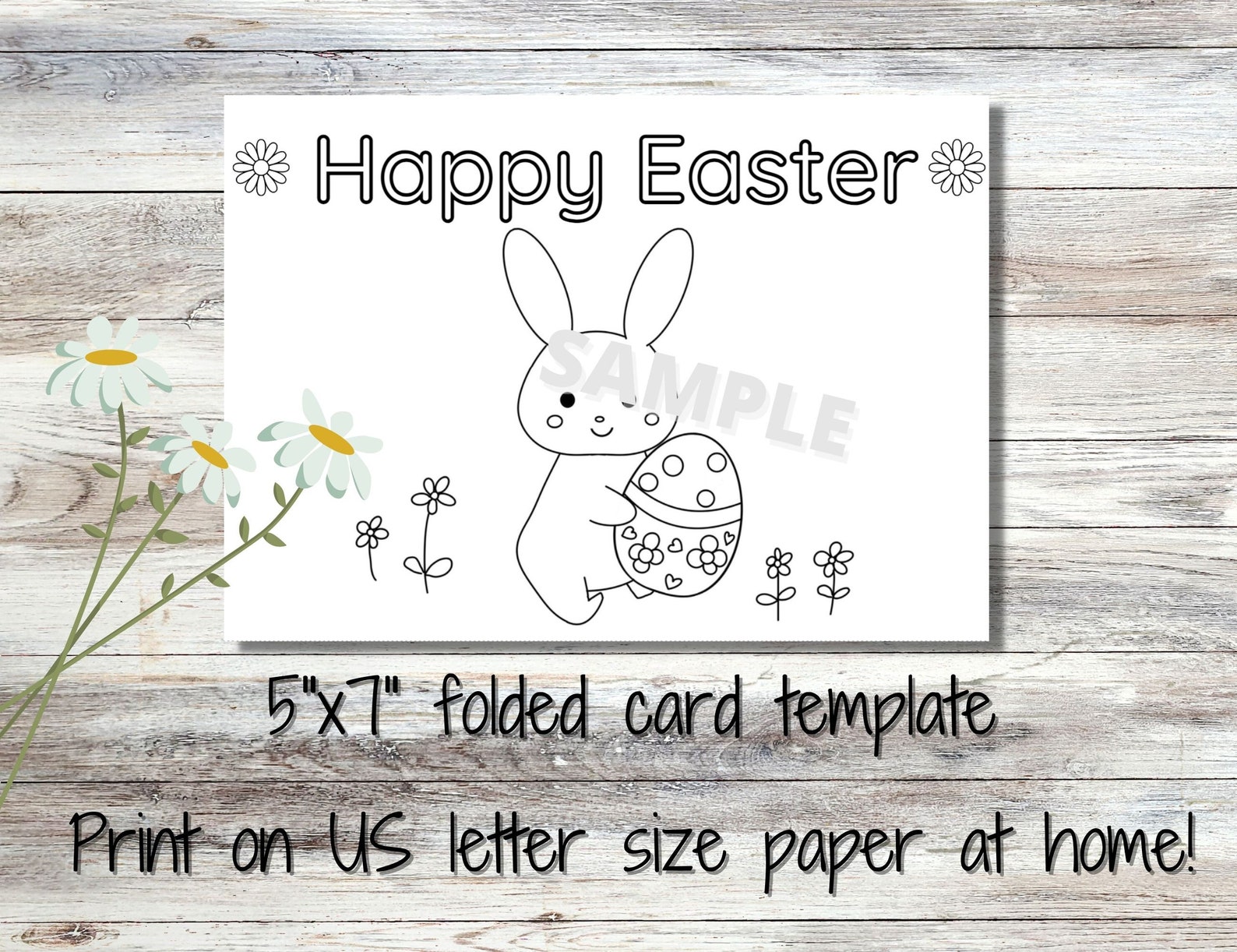 Printable Easter Coloring Page Card, Easter Bunny Coloring, Kids Easter ...