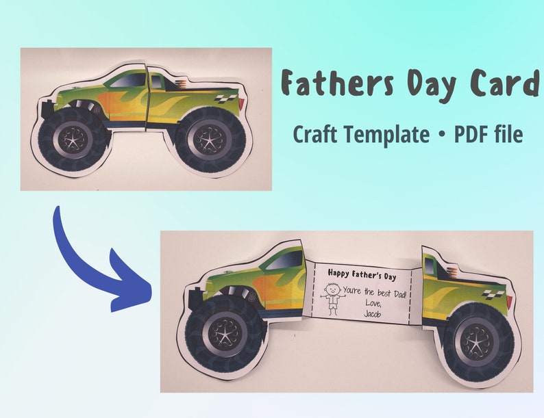 Happy Fathers Day Printable DIY Card for Kids, Fathers Day Craft ...