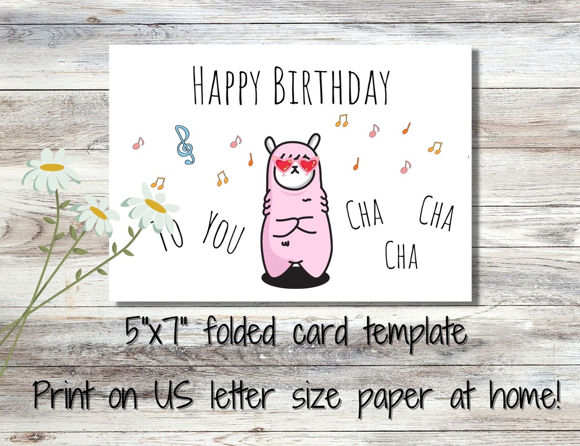 Happy Birthday Card, Llama, Printable Llama Birthday Card, INSTANT ...
