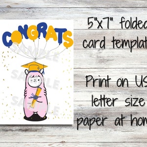 Graduation Card Printable, Congrats Card, Pink Llama Graduation ...
