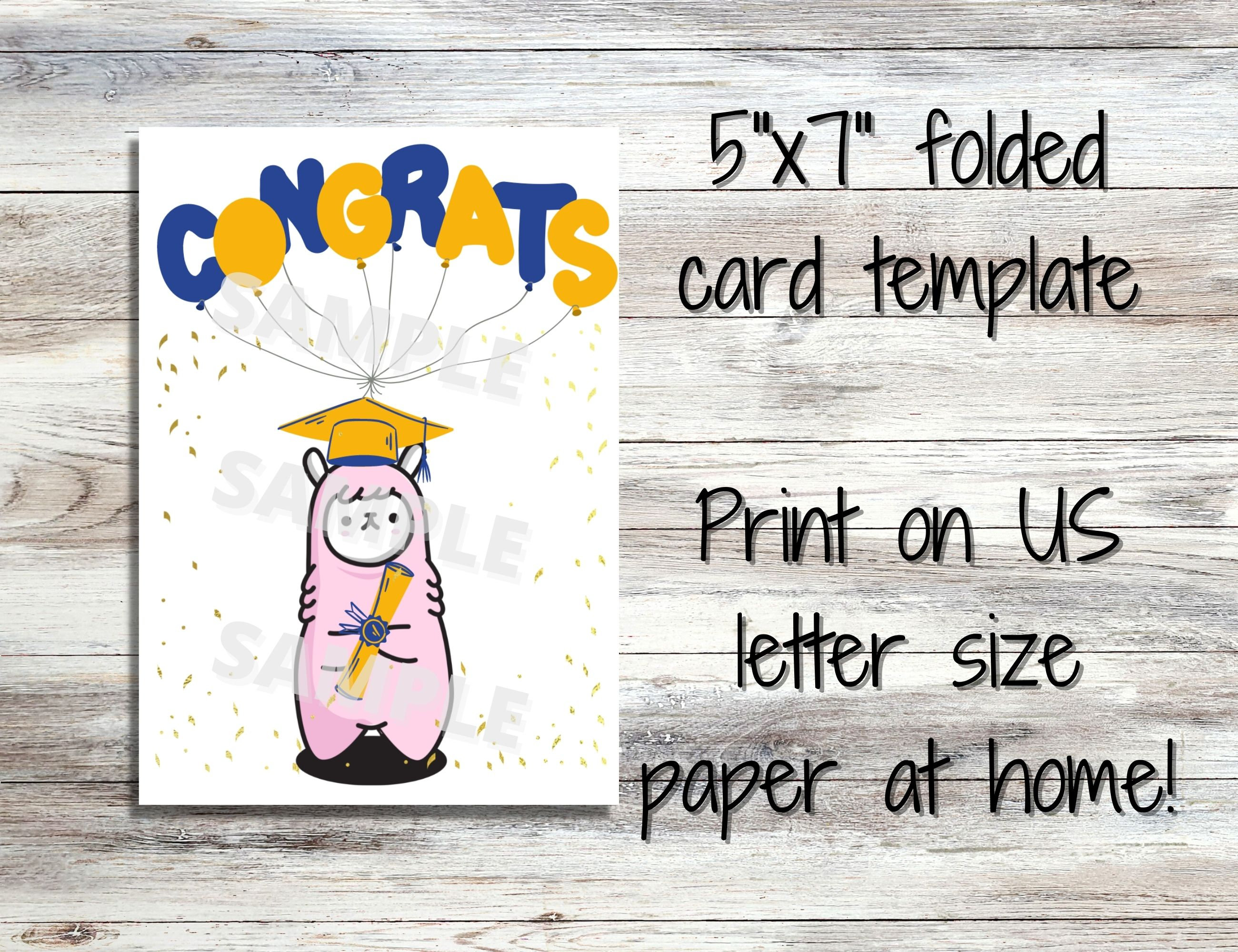 Graduation Card Printable, Congrats Card, Pink Llama Graduation ...