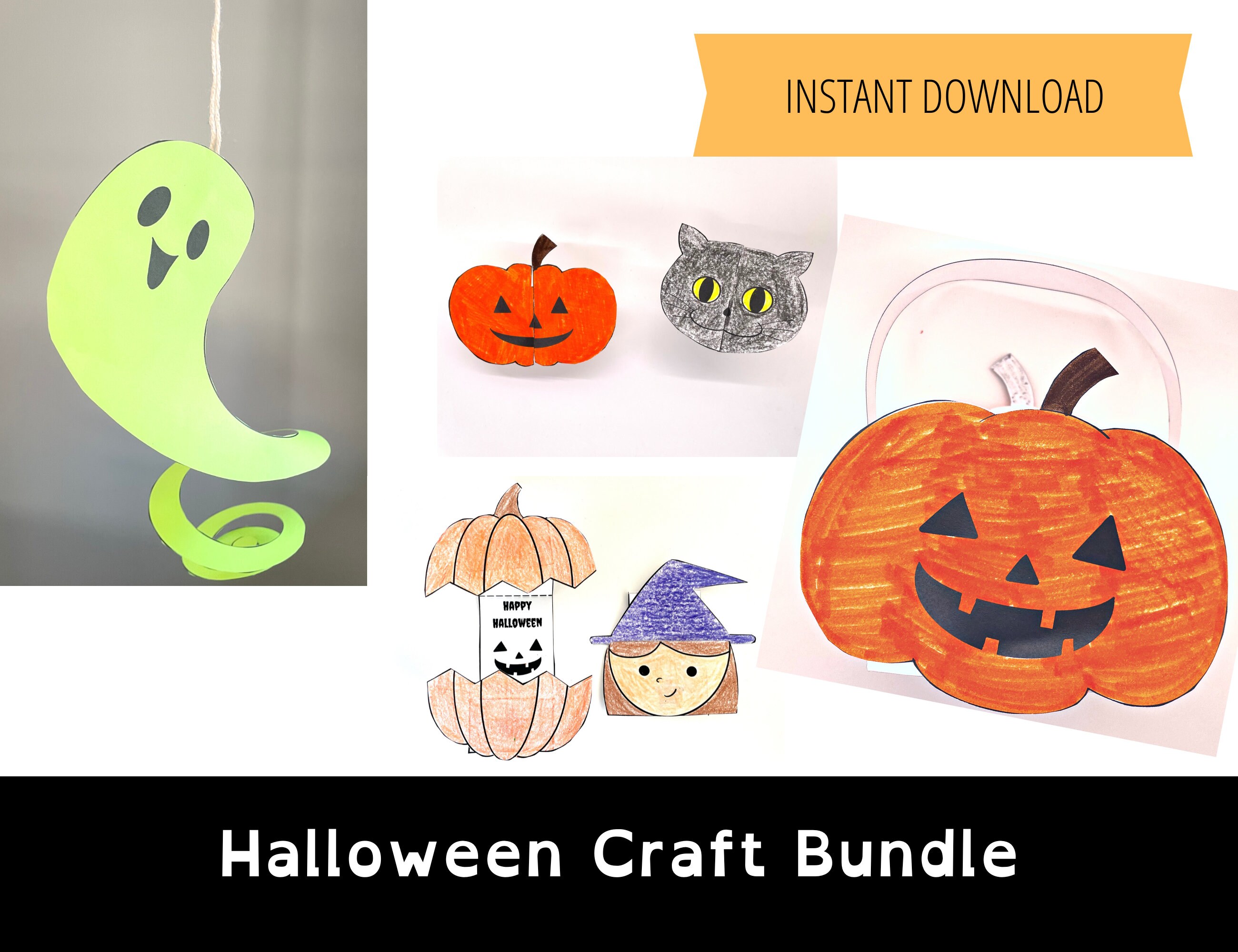 Halloween Kids Activity Bundle, Printable Craft Template - Etsy