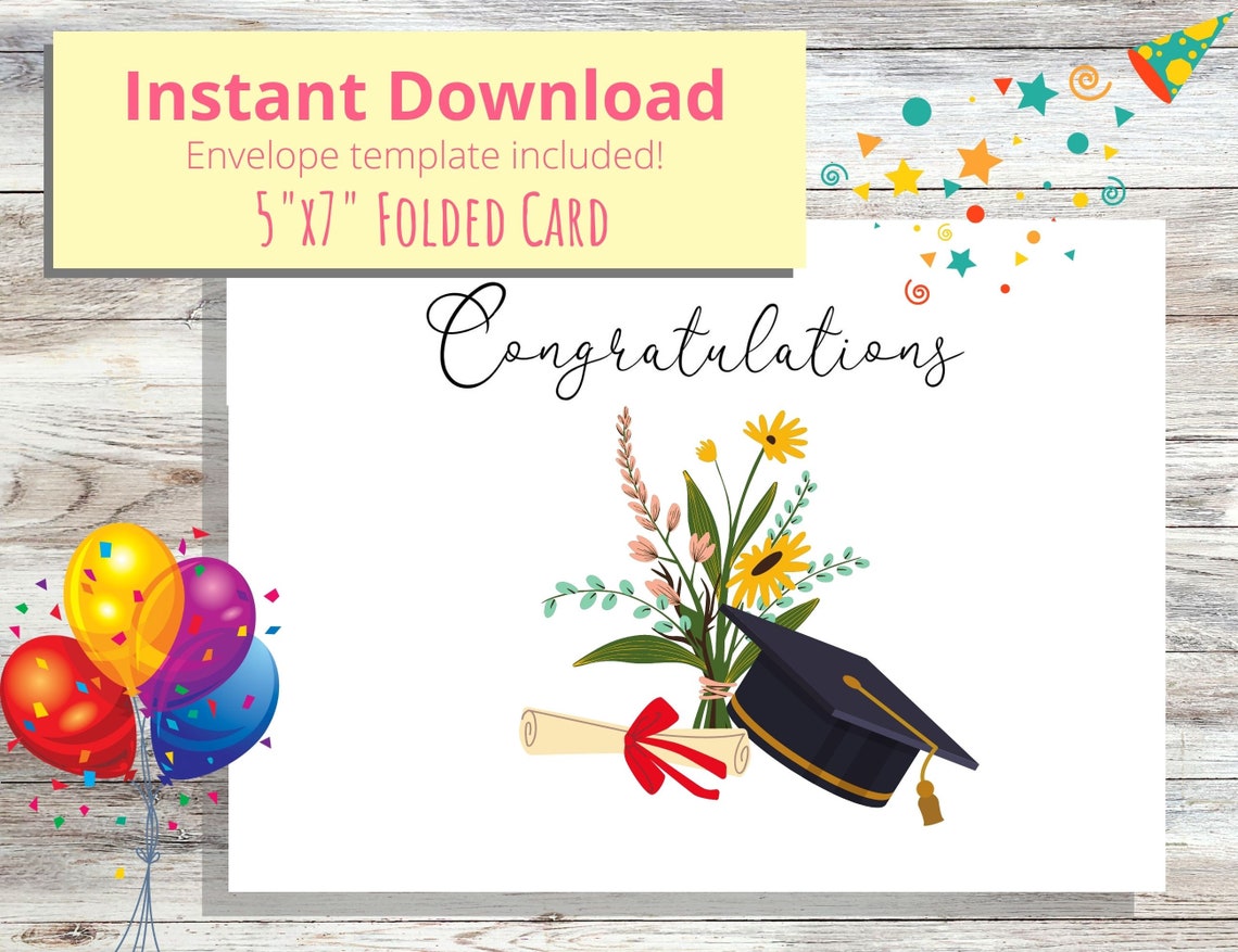 Printable Graduation Card, Congratulations for Grads, INSTANT DOWNLOAD ...