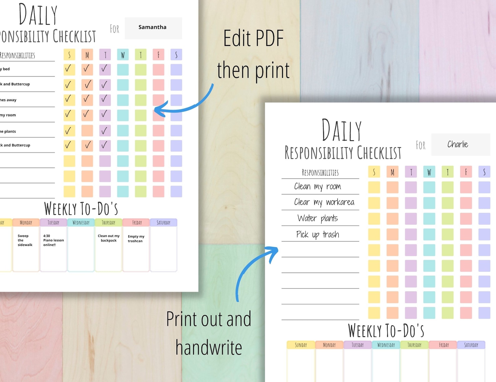 Responsibility Chart for Kids, Printable, Simple Daily Routine ...