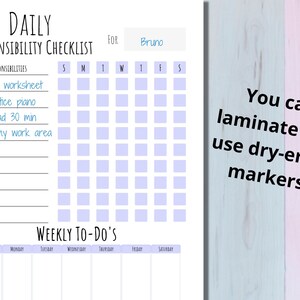 Printable Responsibility Chart, Routine Checklist, Editable, INSTANT ...