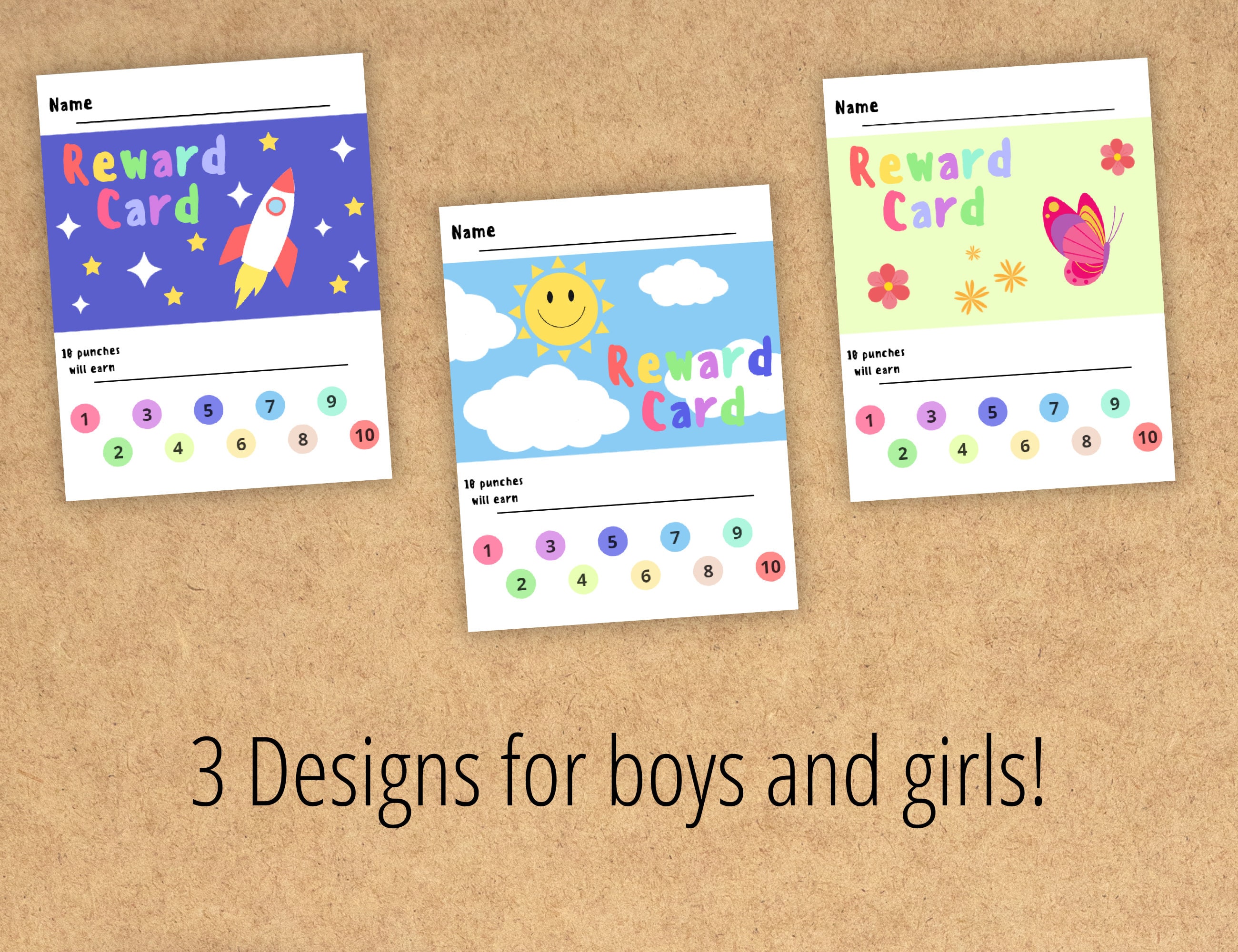 Reward Punch Card for Kids, Behavior Chart, Kids Reward Chart, INSTANT ...