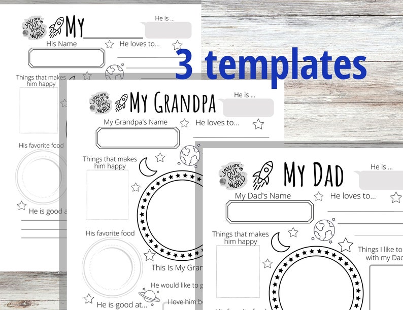 All About Dad Printable Fathers Day Kids Craft Gift for Dads - Etsy Canada
