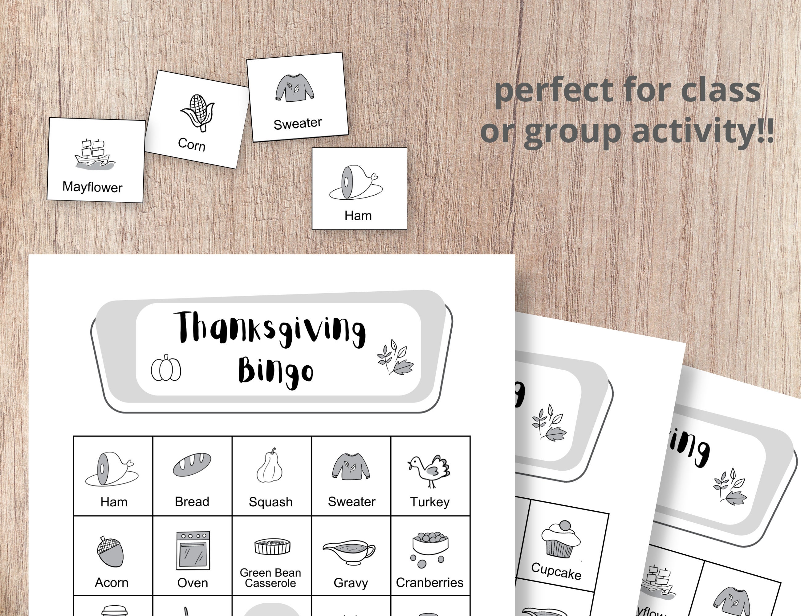 Thanksgiving Bingo, 40 Unique Bingo Cards, Thanksgiving Games and ...
