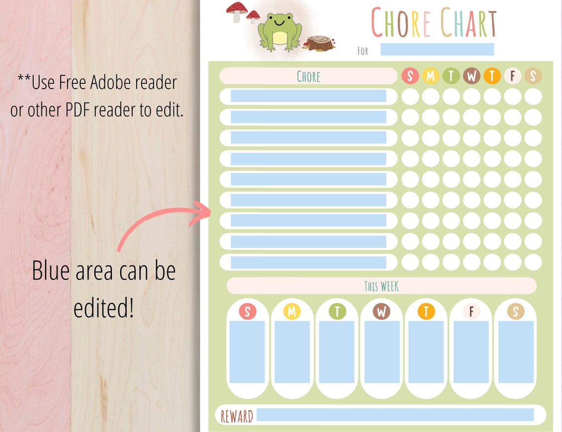 Kids Chore Chart, Responsibility Chart, Printable Routine Checklist ...