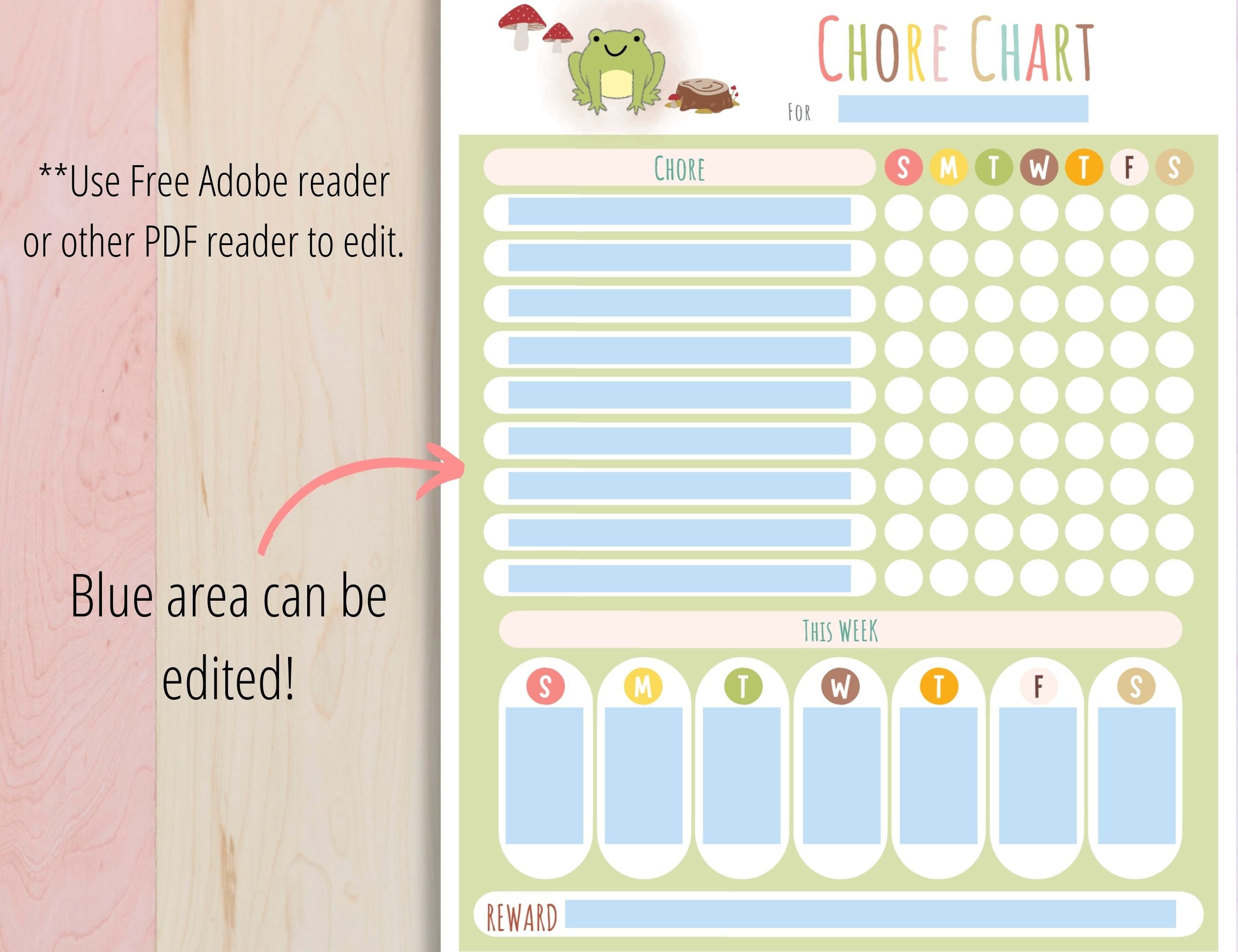 Kids Chore Chart, Responsibility Chart, Printable Routine Checklist ...