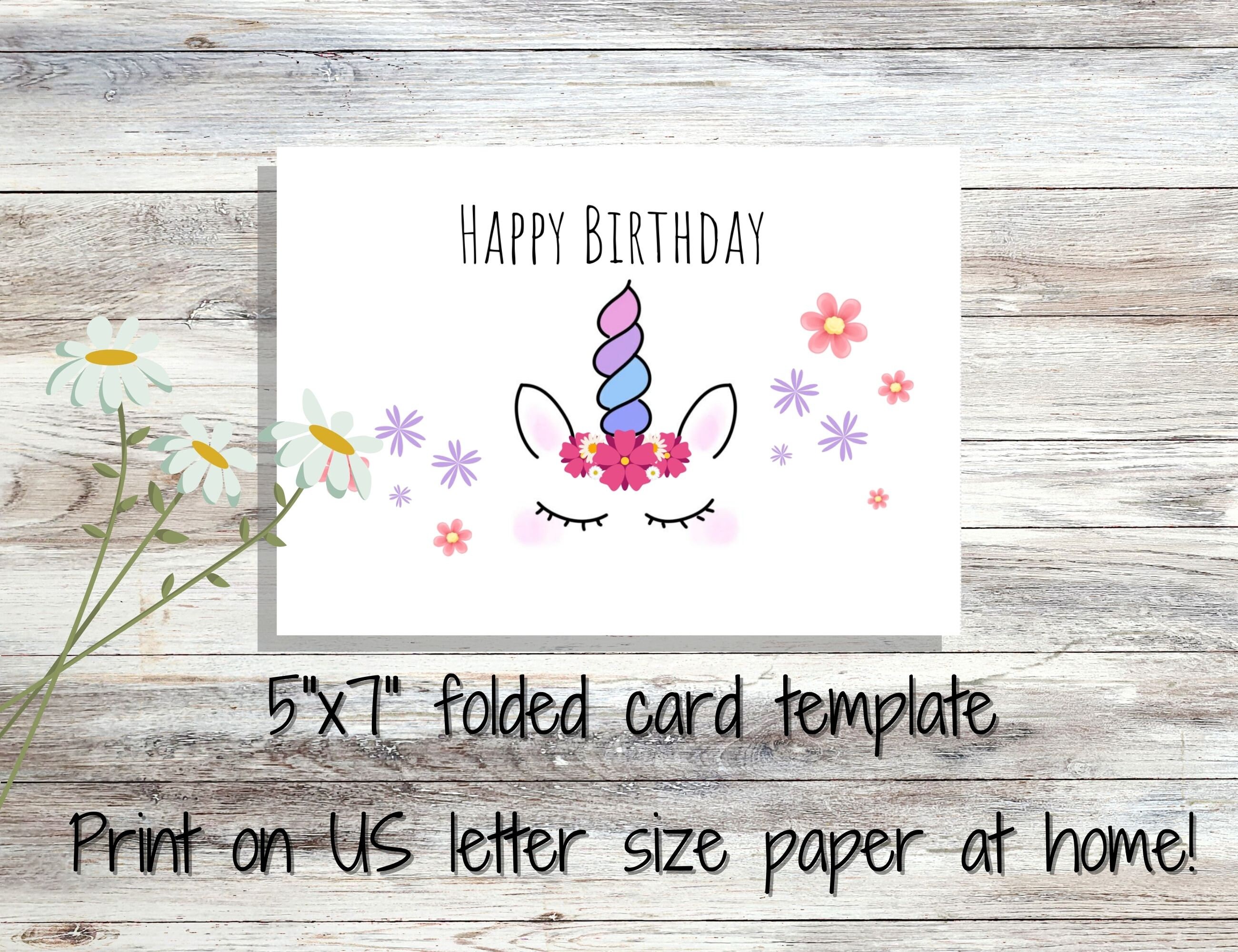 Happy Birthday Unicorn Card, Printable Unicorn Greeting Card, Girls ...
