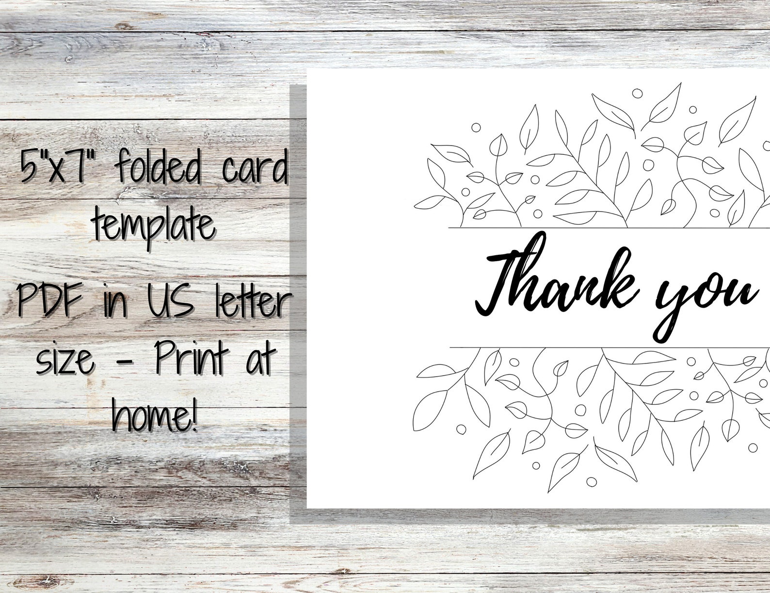 DIY Thank You Card, Printable Thank You Card, Coloring Page, INSTANT ...