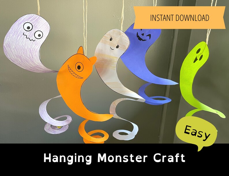 Halloween Kids Craft, Printable Hanging Monster Craft - Etsy