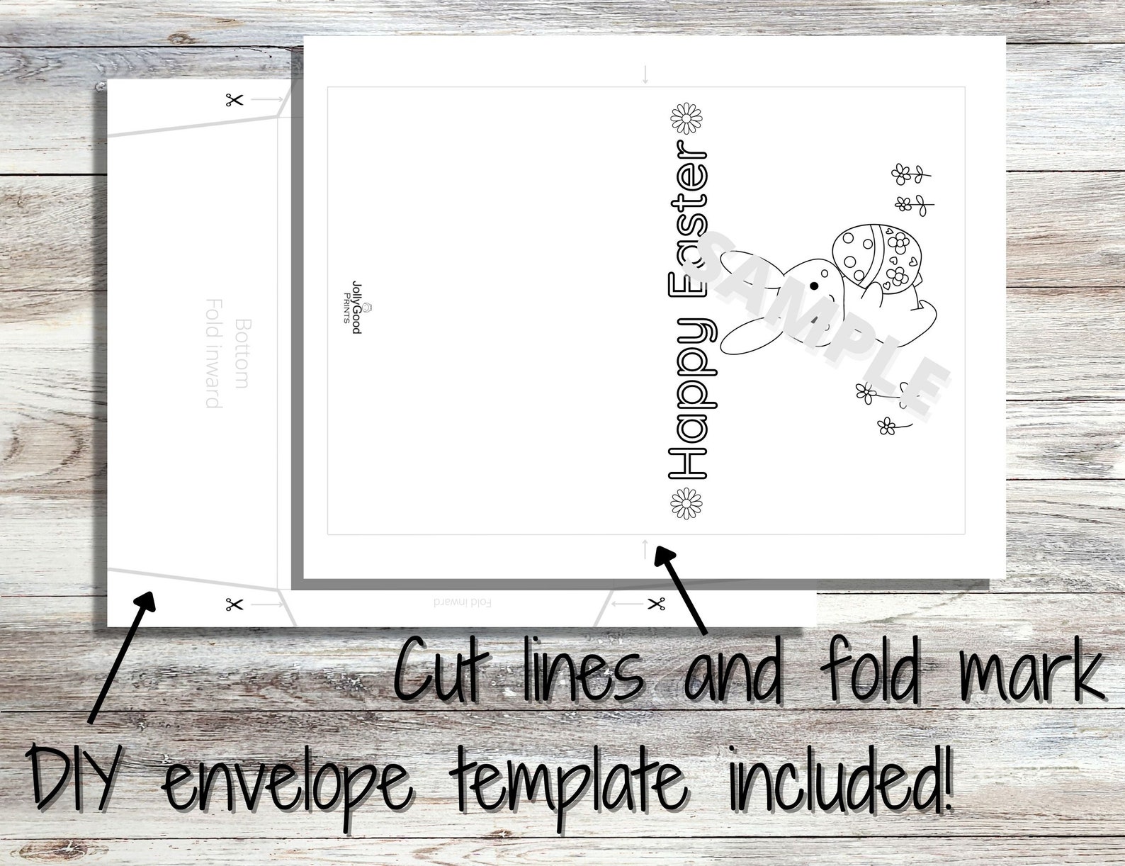 Printable Easter Coloring Page Card, Easter Bunny Coloring, Kids Easter ...