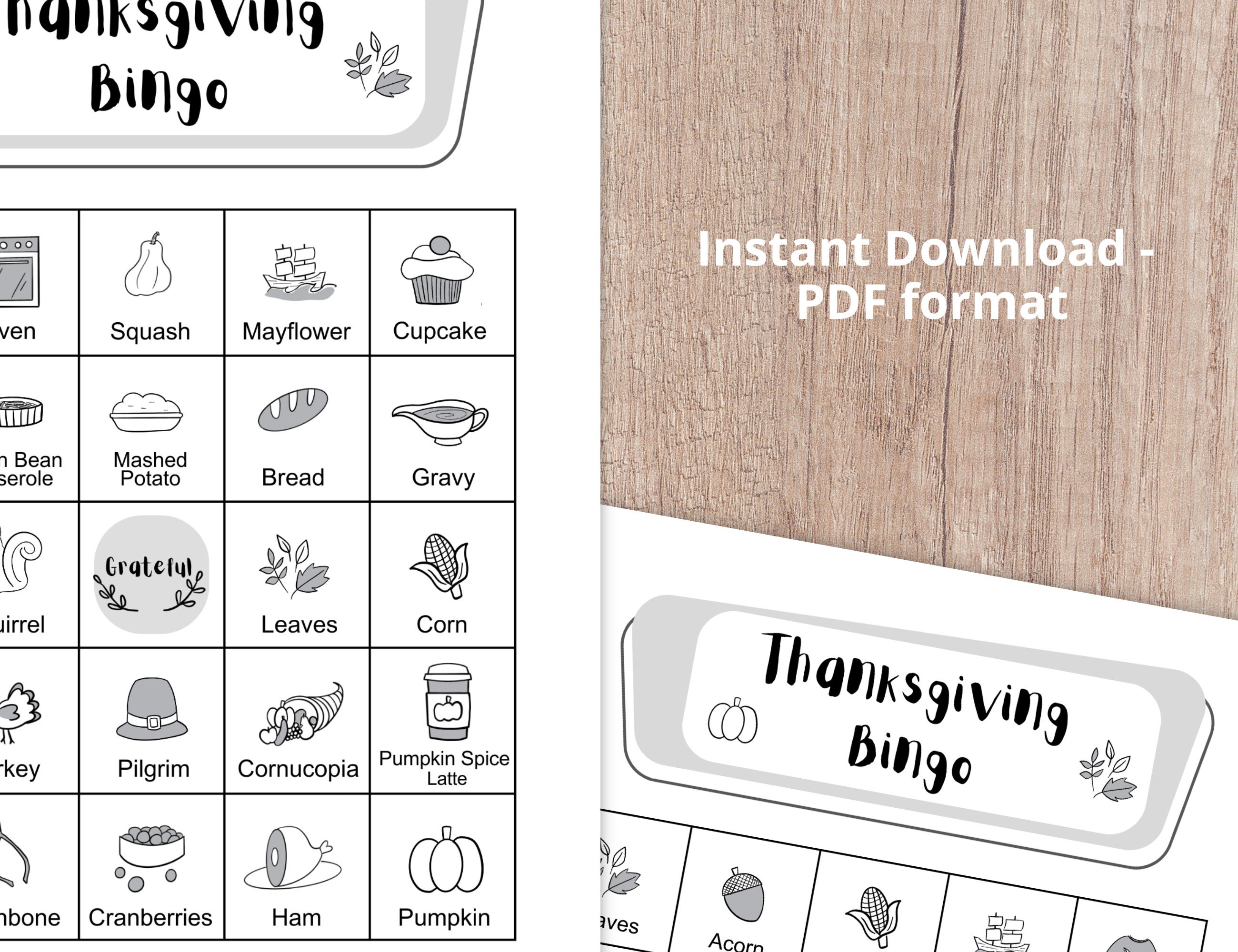 Thanksgiving Bingo, 40 Unique Bingo Cards, Thanksgiving Games and ...
