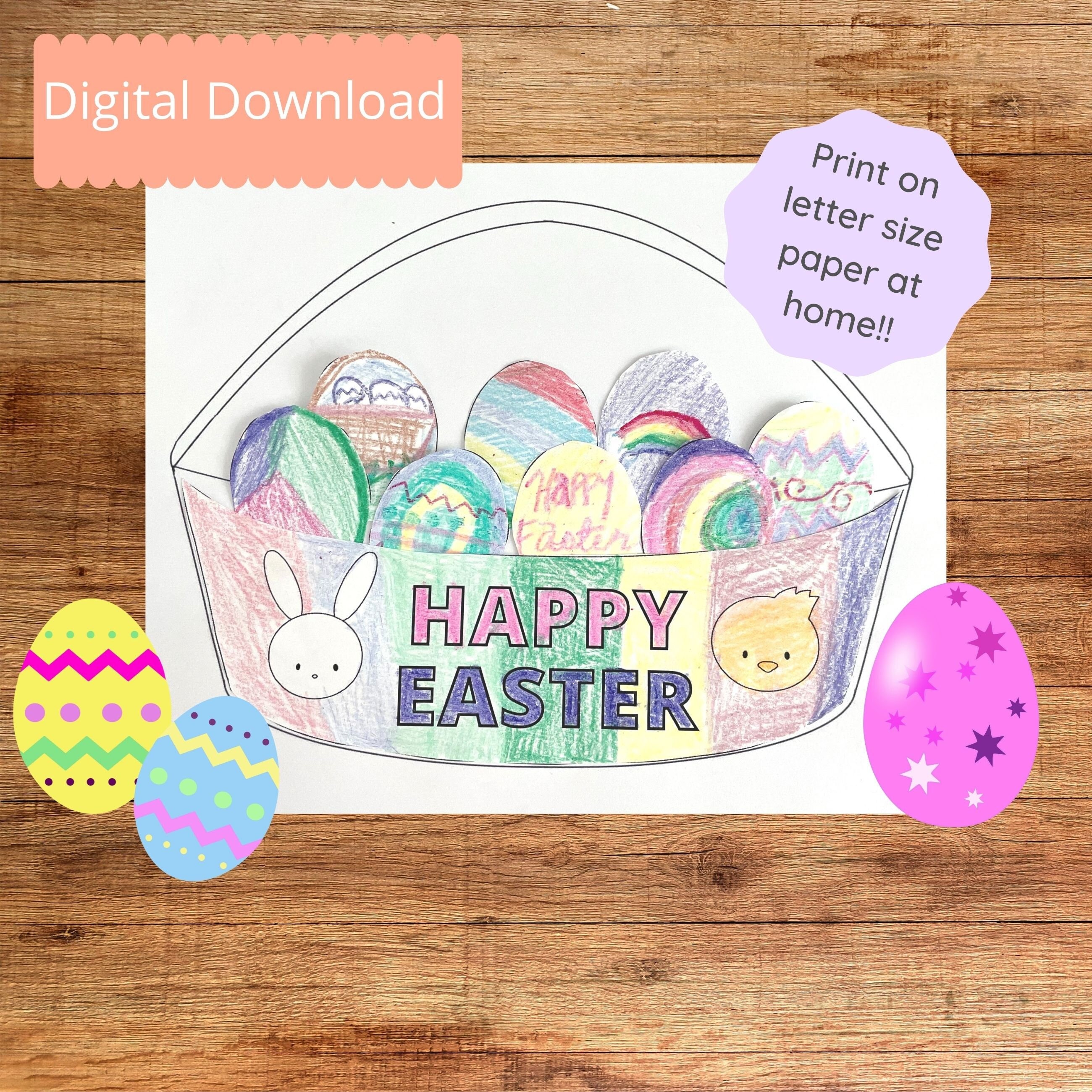 Easter Basket Crafts, Printable Kids Activity, Easter Egg Craft ...