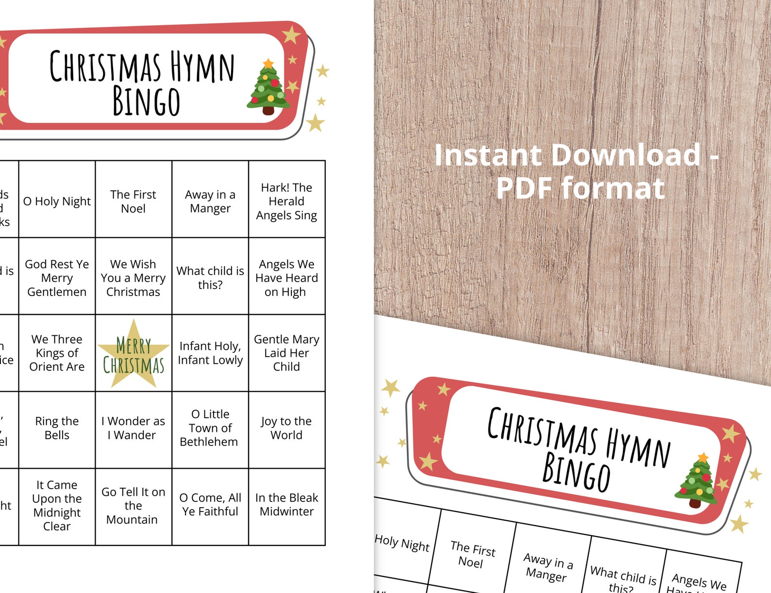Christmas Song Bingo, Traditional Hymns, Christmas Carol Bingo - Etsy