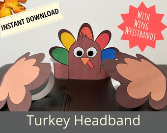 Turkey Headband Craft, Turkey Hat Paper Crown, Thanksgiving Turkey ...