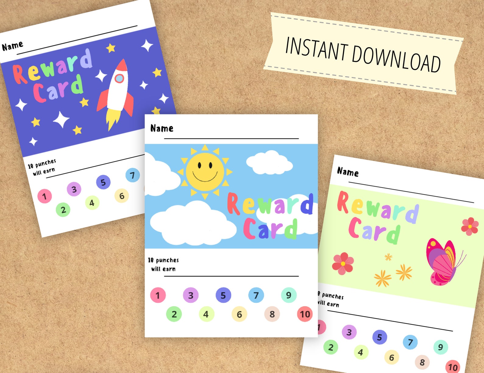 Reward Punch Card for Kids, Behavior Chart, Kids Reward Chart, INSTANT ...