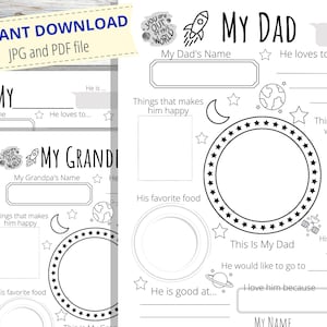 All About Dad Printable, Fathers Day Kids Craft, Gift for Dads From ...