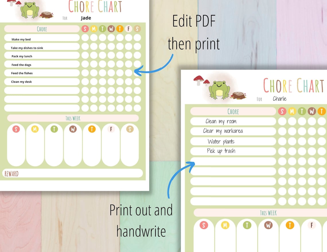 Kids Chore Chart, Responsibility Chart, Printable Routine Checklist ...