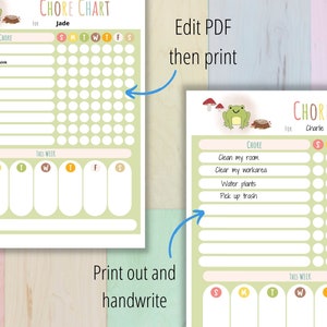 Kids Chore Chart, Responsibility Chart, Printable Routine Checklist ...