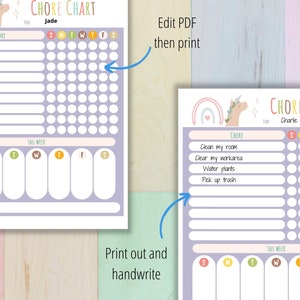 Printable Unicorn Chore Chart, Kids Editable Responsibility Chart ...