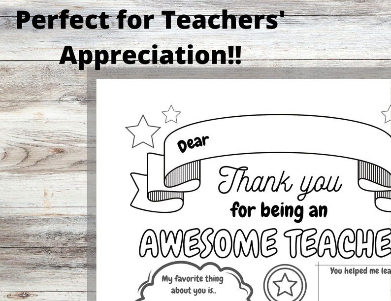 Teachers Appreciation Printable, Letter Template, INSTANT DOWNLOAD - Etsy