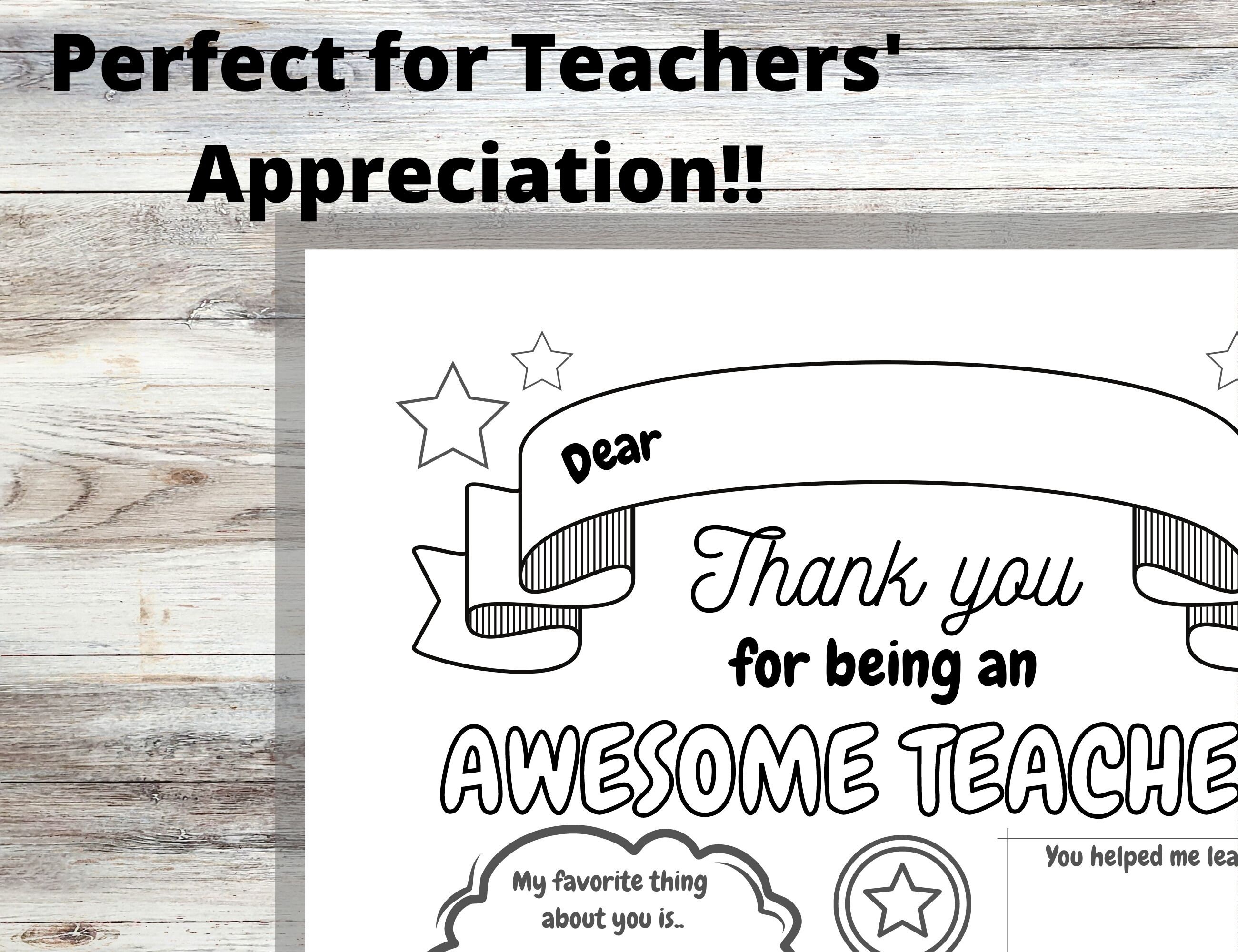 Teachers Appreciation Printable, Letter Template, INSTANT DOWNLOAD - Etsy