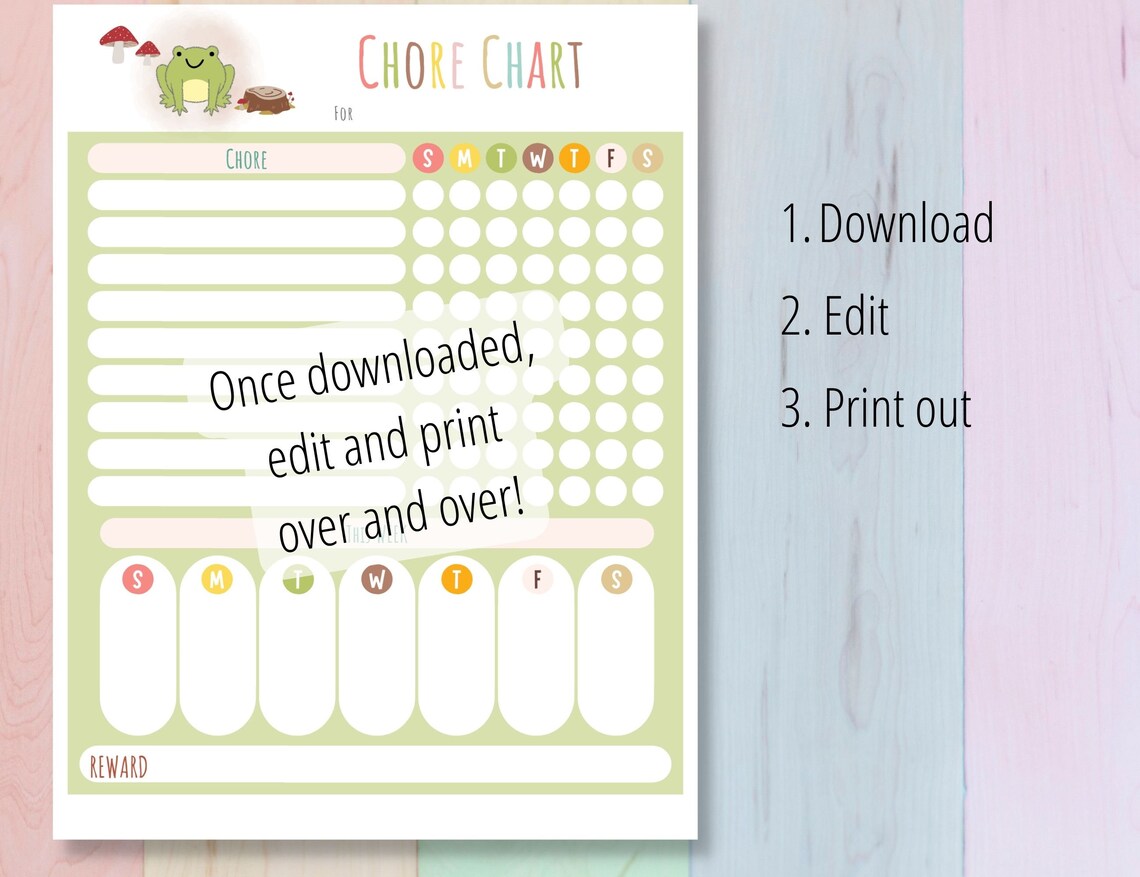 Kids Chore Chart, Responsibility Chart, Printable Routine Checklist ...