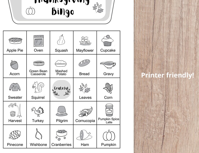 Thanksgiving Bingo, 40 Unique Bingo Cards, Thanksgiving Games and ...