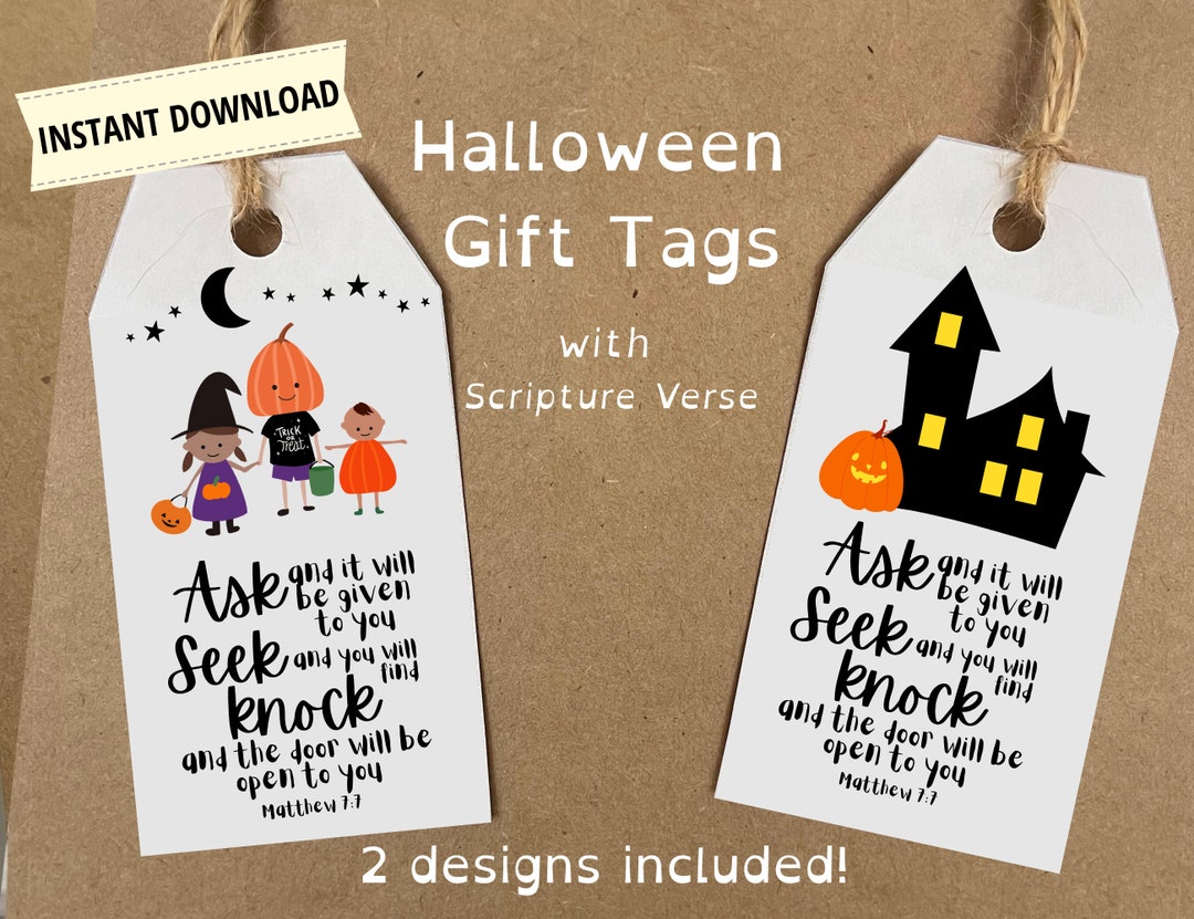 Halloween Tags With Scripture Verse, Trick or Treat Favor Tags ...