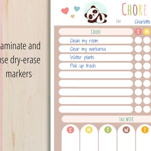 Chore Chart for Kids, Cute Responsibility Chart, Printable Editable ...