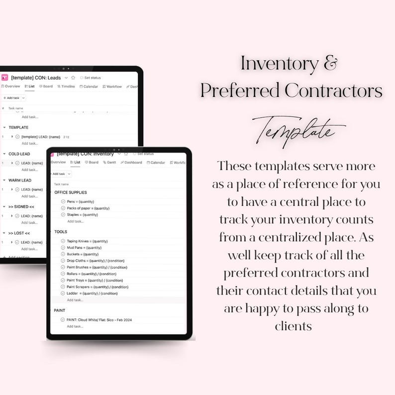 Asana Contractor Template Bundle: Construction Business Organizer ...