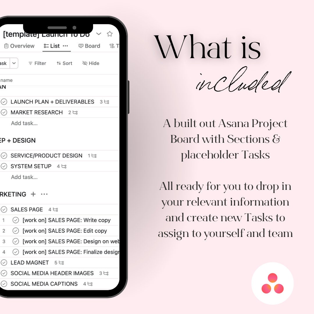 Launch to Do Asana Project Board Template - Etsy