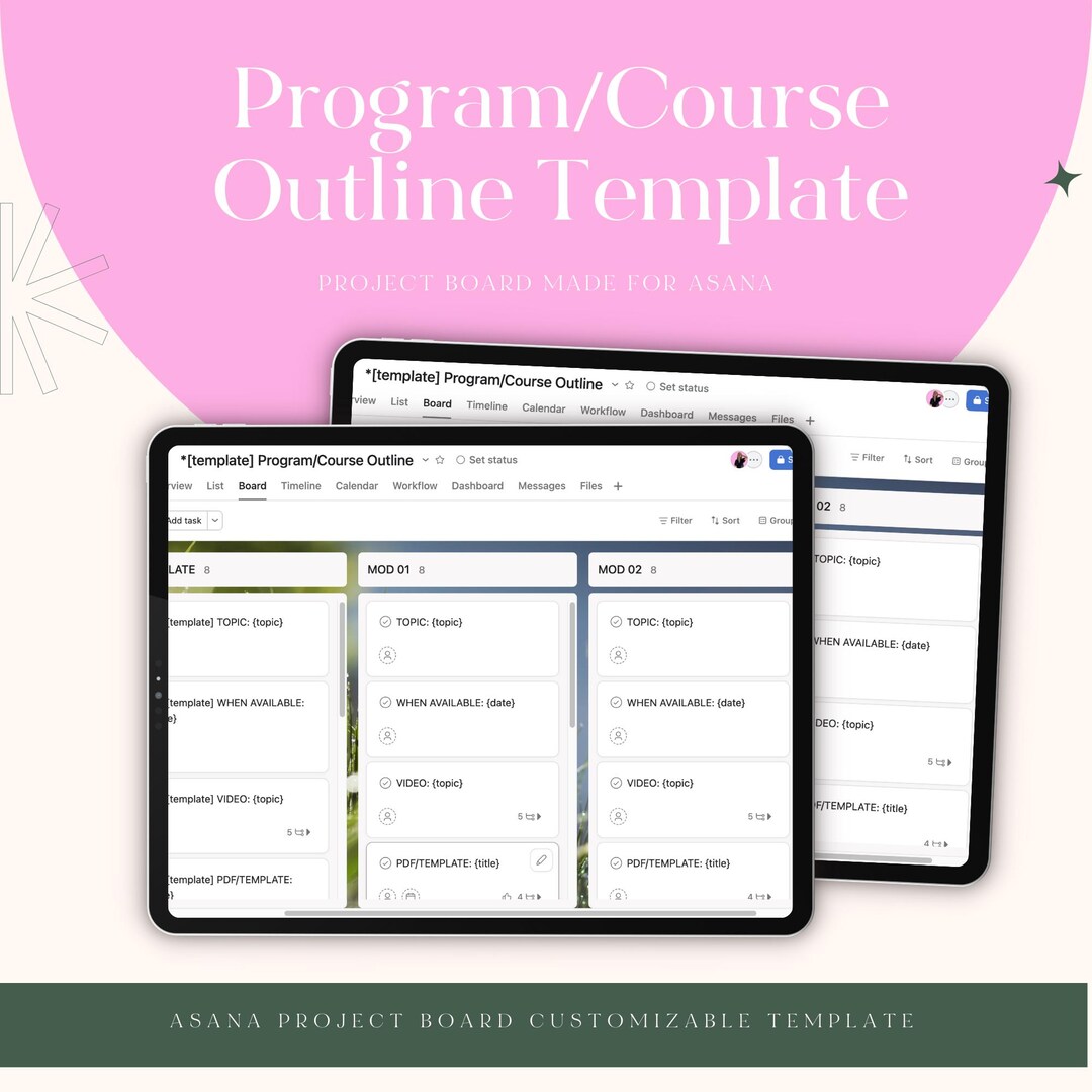Program Course Outline Asana Template | Content Planning System | Asana ...